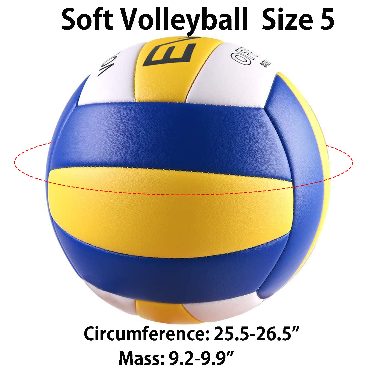 EVZOM Super Soft Volleyball Beach Volleyball Official Size 5 for Outdoor/Indoor/Pool/Gym/Training Premium Volleyball Equipment（Blue）