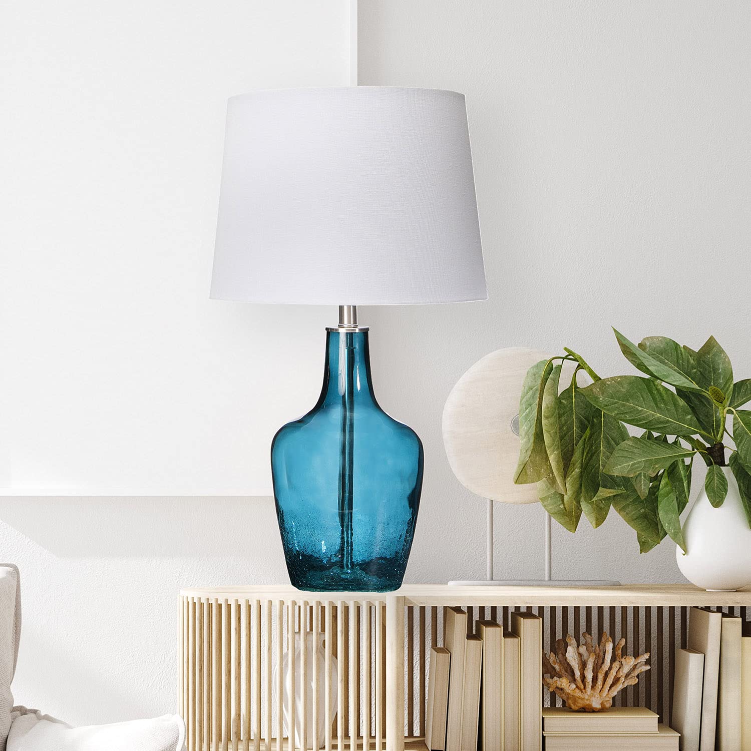 Creative Co-Op 27" Deep Blue Glass Table Lamp