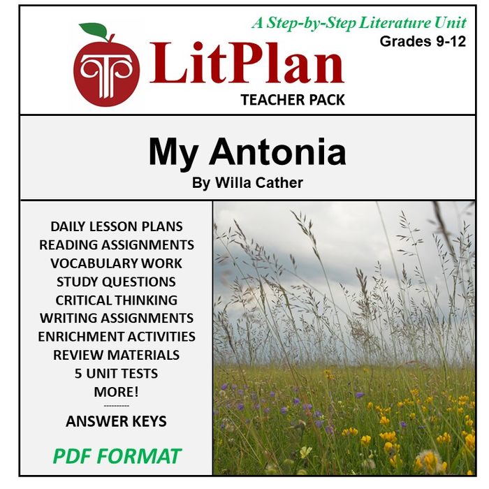 Homeschool and Online Learning Novel Study Guide for My Antonia