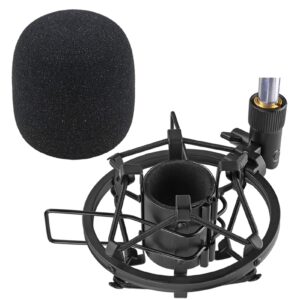 sunmon sm58s microphone shock mount holder with foam windscreen for absorbe vibration and noise, pop filter suitable for sm58s, sm58 dynamic mic