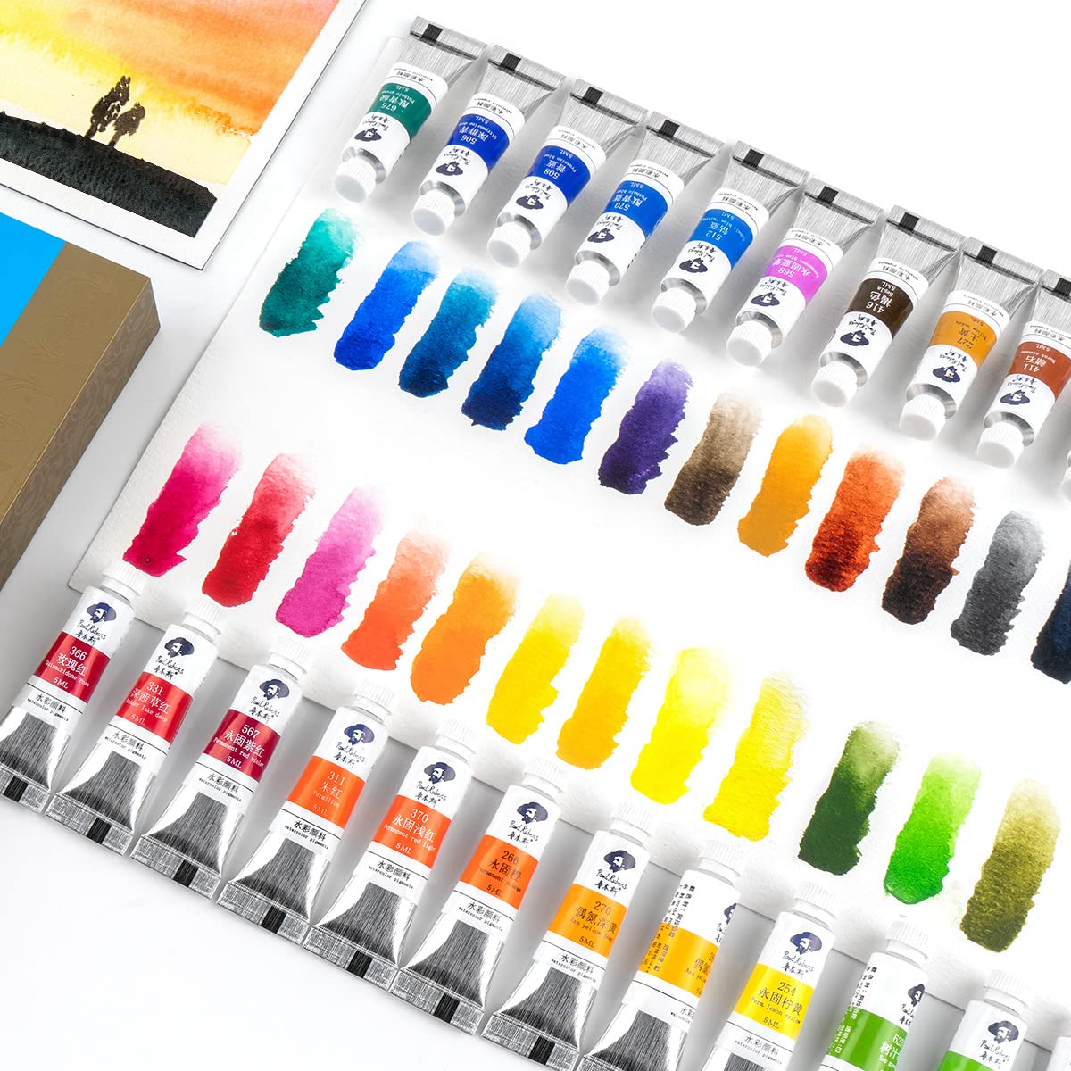 Paul Rubens Watercolor Paint, 24 Vibrant Colors Highly Pigmented, 5ml Each Tube, Perfect for Painters, Artists, Hobbyist, Beginners, Students