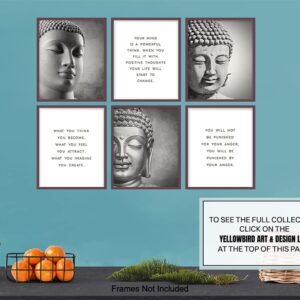 Inspirational Buddhism Quotes Set - Zen Home Decoration Wall Art Decor for Living Room, Yoga Studio, Office - Unique New Age Gift for Buddhist, Meditation Instructor - 8x10 Buddha Prints - Unframed