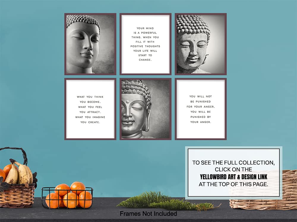 Inspirational Buddhism Quotes Set - Zen Home Decoration Wall Art Decor for Living Room, Yoga Studio, Office - Unique New Age Gift for Buddhist, Meditation Instructor - 8x10 Buddha Prints - Unframed