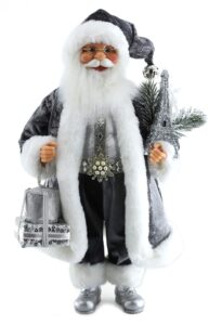 windy hill collection avant-garde parisian eiffel tower 16" inch santa claus standing figurine figure decoration 160013