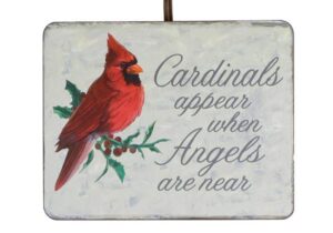 burton+burton angels are near cardinal wooden plaque ornament