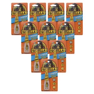 gorilla super glue with brush & nozzle applicator, 12 gram, clear, (pack of 10)