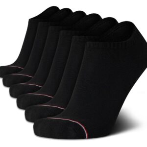 Tommy Hilfiger Men's Athletic Socks - Cushion Low Cut Socks (6 Pack), Size 7-12, Black Solid