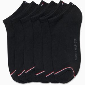 Tommy Hilfiger Men's Athletic Socks - Cushion Low Cut Socks (6 Pack), Size 7-12, Black Solid