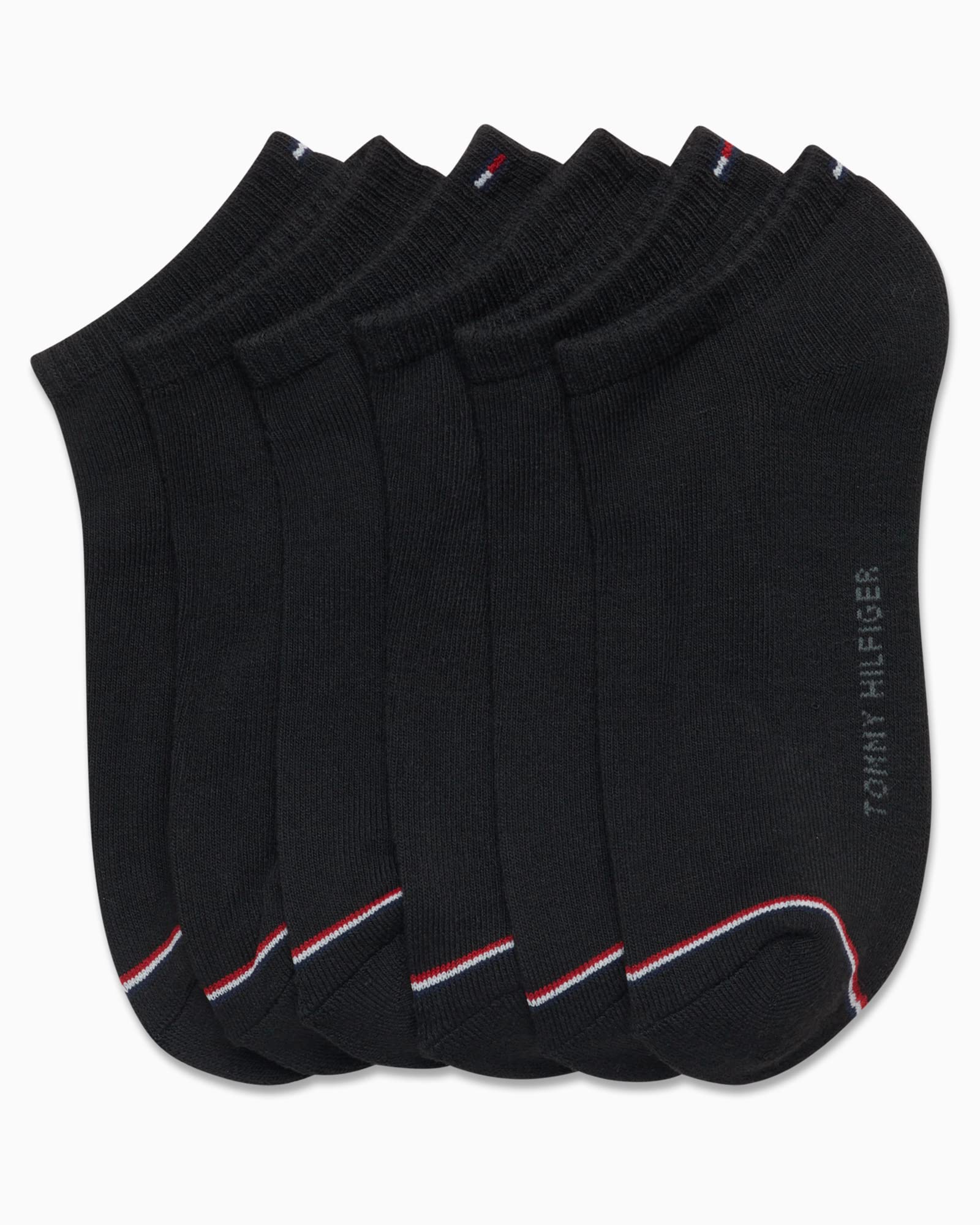 Tommy Hilfiger Men's Athletic Socks - Cushion Low Cut Socks (6 Pack), Size 7-12, Black Solid