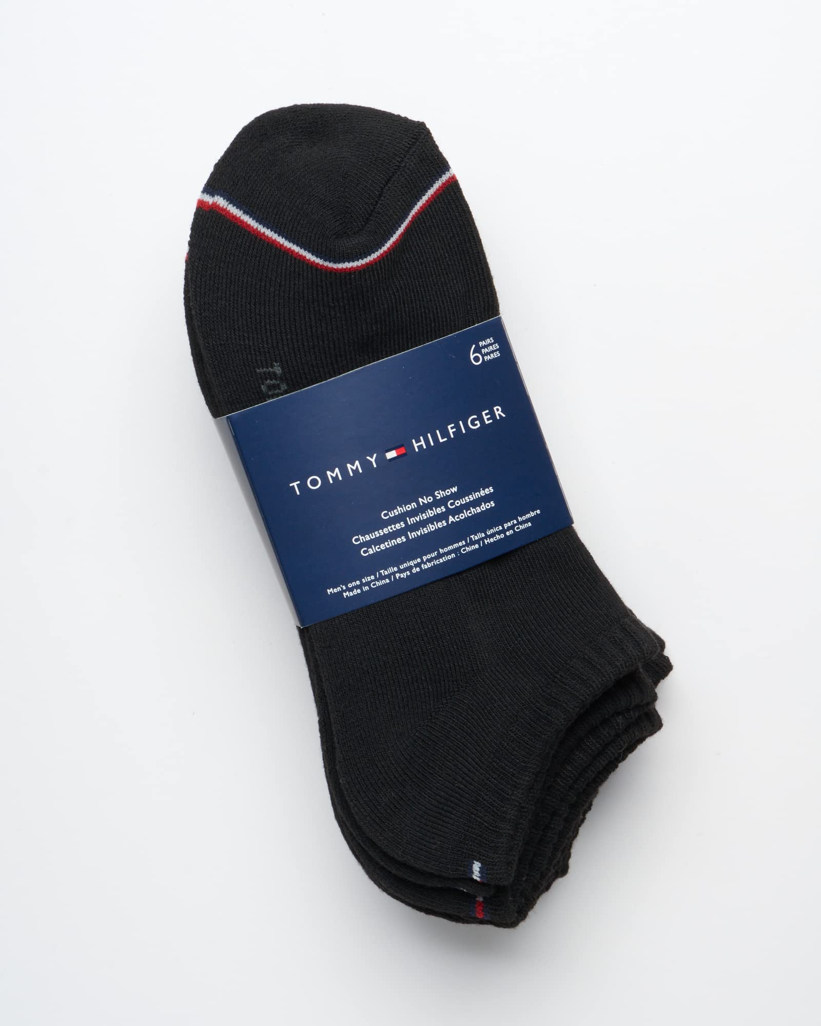 Tommy Hilfiger Men's Athletic Socks - Cushion Low Cut Socks (6 Pack), Size 7-12, Black Solid