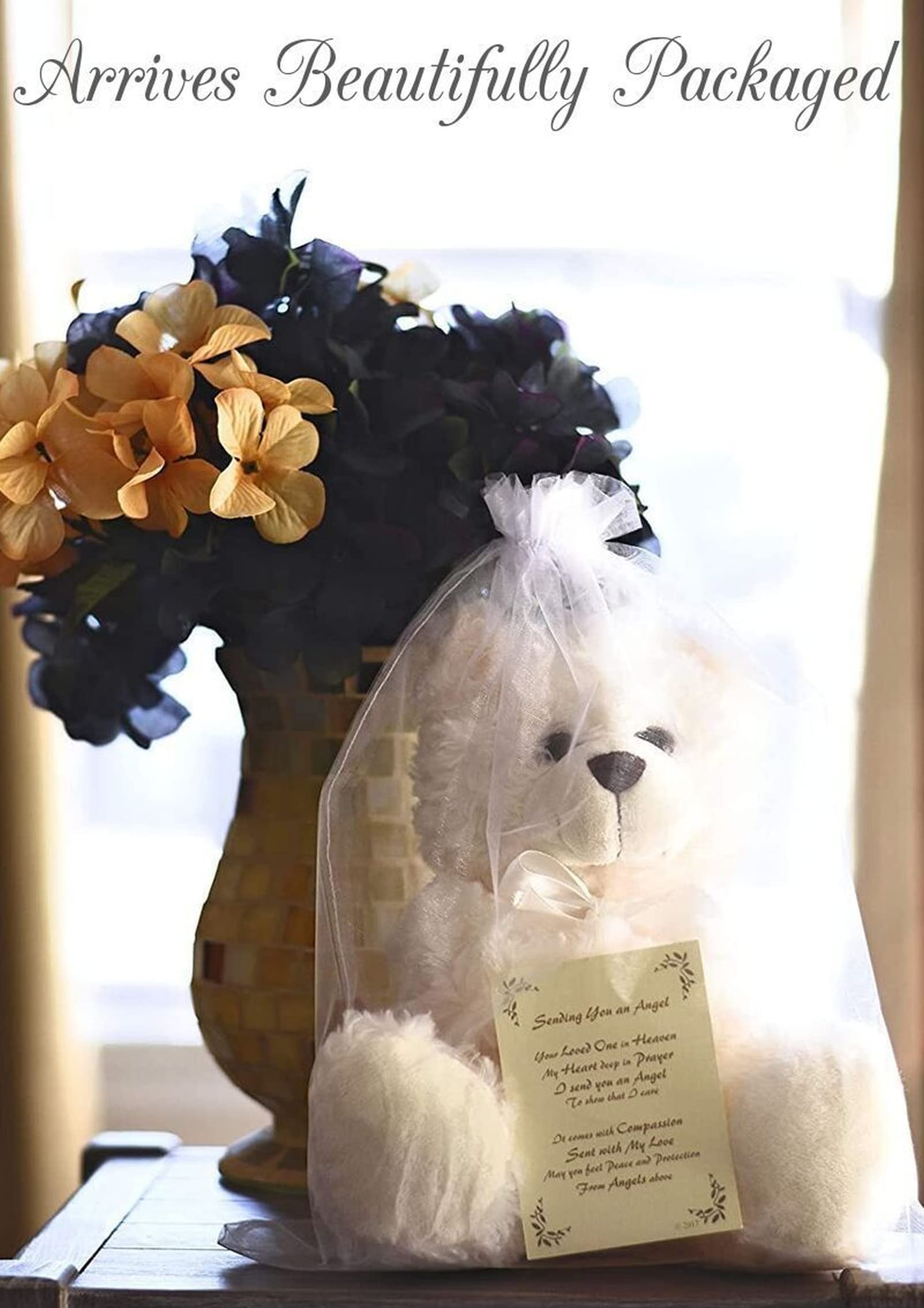 Cuddly Children's Sympathy Gift for Grieving Child, Stuffed Animal Angel Bear Plush with Gift Bag and Card for Memorial Funeral Present, Comfort Children for Loss of Loved One