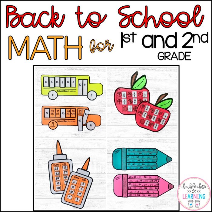 Back to School Math Crafts Differentiated for both *1st and 2nd Grade*