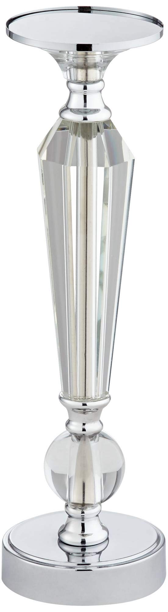 Alix Chrome and Crystal Pillar Candle Holders Set of 3 - Dahlia Studios