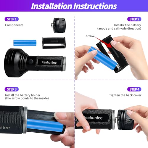 REALHUNLEE Auto Air Conditioner Leak Detector Tool Flashlight Oil AC UV Dye Leak Test Detection Kit Pro 68 LED Flashlight with UV Protective Glasses