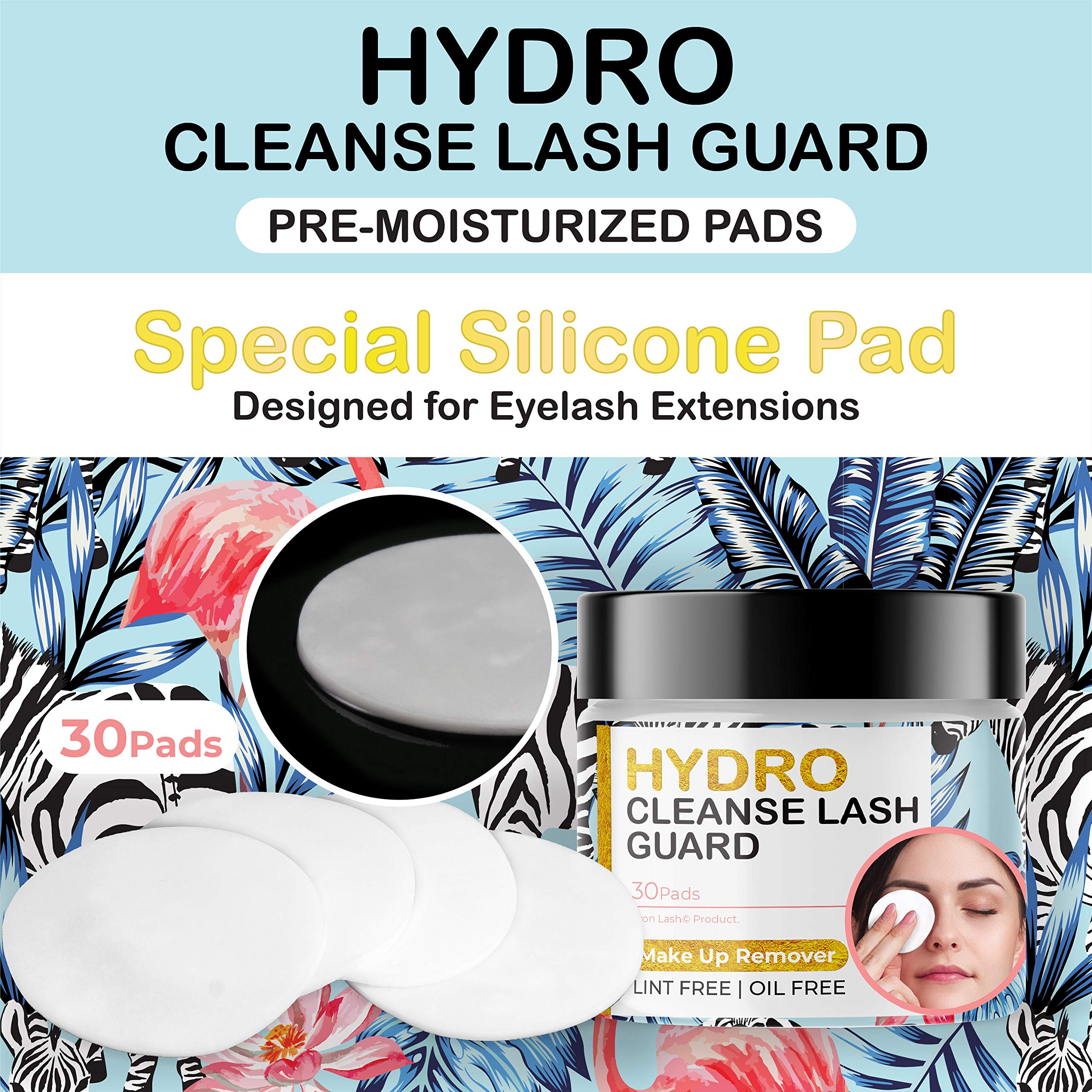 Lyon Lash Make Up Remover Cleaning Pads for Eyelash Extensions (30 Pcs)| Lint Free Silicon Pads| No Damage to Lash Extensions| Waterproof Makeup Removal & Facial Cleansing| Eyelash Extension Supplies