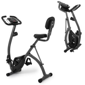 yitahome folding upright exercise bike for home fitness slim bike magnetic stationary workout bike compact exercise bike with adjustable backrest & heart rate monitor