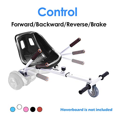 Hoverboard Seat Attachment Accessories Go Kart Conversion Kit, Transforming Self Balancing Scooter into Go-Kart, Adjustable Frame, Suitable All Ages & Heights, Compatible for 6.5'' 8'' 10'' (White)