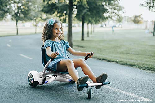 Hoverboard Seat Attachment Accessories Go Kart Conversion Kit, Transforming Self Balancing Scooter into Go-Kart, Adjustable Frame, Suitable All Ages & Heights, Compatible for 6.5'' 8'' 10'' (White)