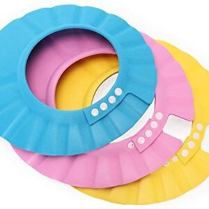 3pcs Soft Adjustable Shampoo Shower Cap Kids Bathing Protection Plastic Bath Hat Visor Cap for Toddler Baby Kids Children (Color Random, 27.5CM/10.8IN)