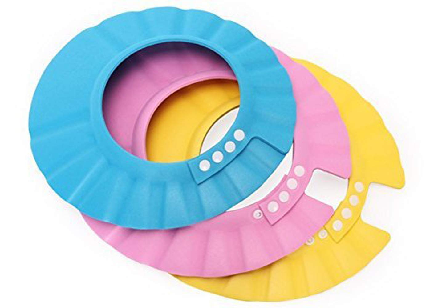 3pcs Soft Adjustable Shampoo Shower Cap Kids Bathing Protection Plastic Bath Hat Visor Cap for Toddler Baby Kids Children (Color Random, 27.5CM/10.8IN)