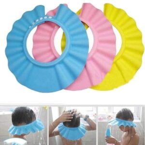 3pcs Soft Adjustable Shampoo Shower Cap Kids Bathing Protection Plastic Bath Hat Visor Cap for Toddler Baby Kids Children (Color Random, 27.5CM/10.8IN)