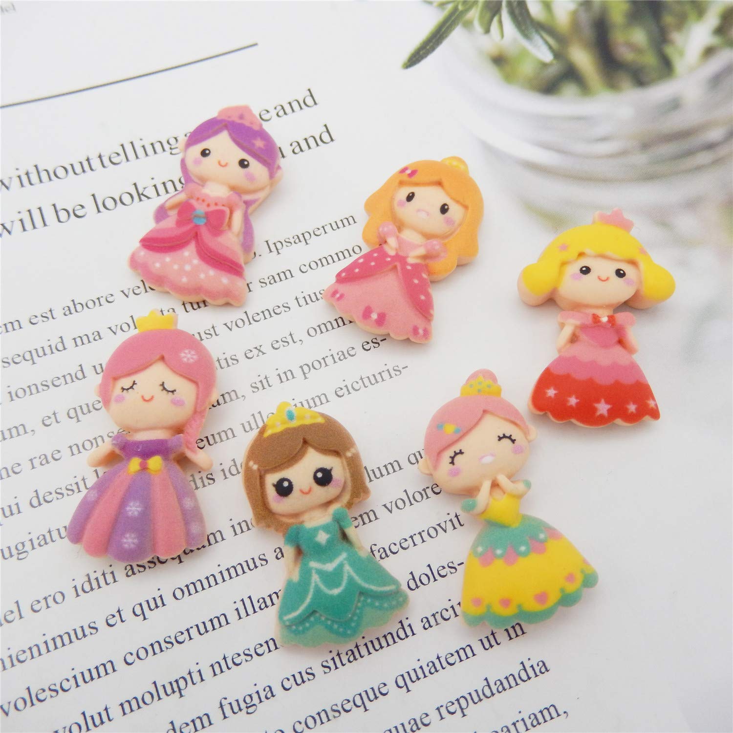 40-Pack Bulk Resin Princesses Flat Back Pretty Girls Embellishments DIY Art Projects Craft Making Flatbacks Phone Case Decorations 2-3cm