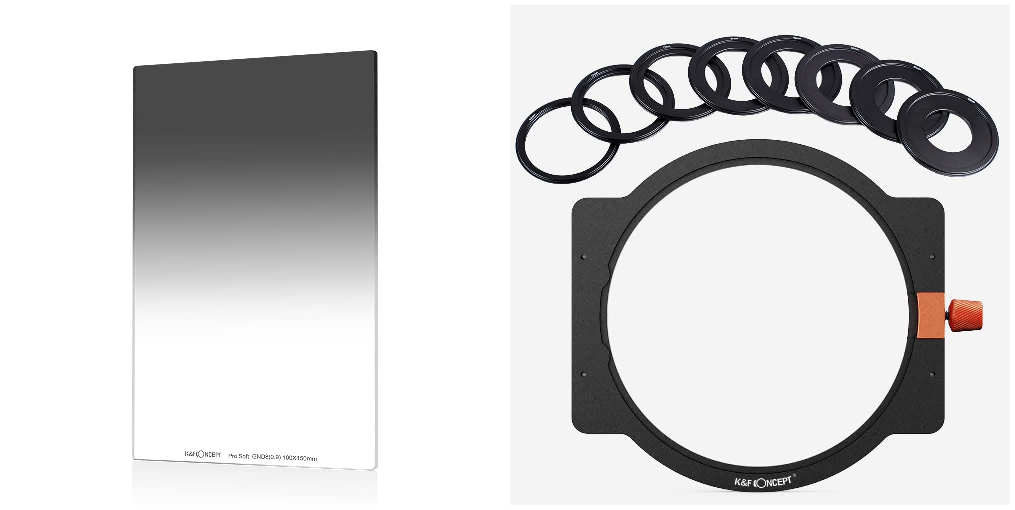 100 * 150mm Square Soft GND8 (3 Stop) Filter & Metal Filter Holder Kit + 8 Adapter Rings