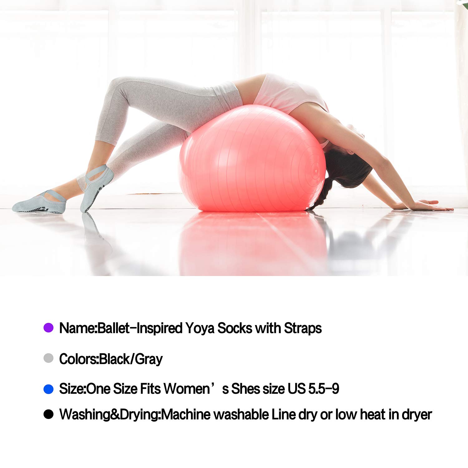 Bignewod Yoga Pilates Non Slip Skid Socks for women,Anti Slip Grip Socks for Adult Ladies with Strap Sticky US 5-9