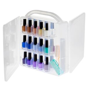 Glamlily Nail Polish Organizer Case with Lid and Handle, Holds 30 Bottles (Pink, 11.8 x 11.2 x 3.15 In)