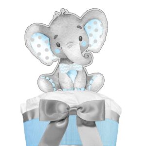 Pampers Swaddlers Elephant Diaper Cake, Blue and Gray, 42 Count, Size 1, Newborn Gift for Boy