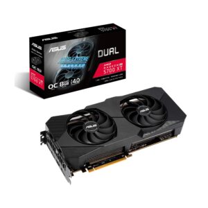 asus dual amd radeon rx 5700 xt evo oc edition gaming graphics card (pcie 4.0, 8gb gddr6 memory, hdmi, displayport, 1440p gaming, axial-tech fan design, auto-extreme, metal backplate) (dual-rx5700xt-o