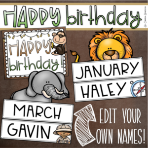 happy birthday bulletin board display jungle safari theme