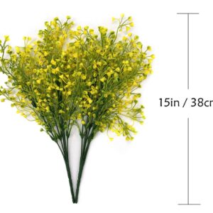 LOVENIMEN Artificial Plants, Plastic Shrubs Fake Simulation Bushes Wedding Outdoor Home Garden Verandah Parterre Office Table Centerpieces Arrangements Decoration DIY Planter Filler - Yellow 8 Pack