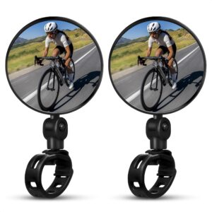 2 pcs bike mirrors for handlebars - rear view mirror bike mirrors for adult bikes mountain bike handlebar mirror - rotatable mirrors diy fixed gear bike handlebars road convex mirror outdoor