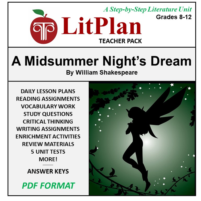 Homeschool and Online Learning Novel Study Guide for A Midsummer Night's Dream