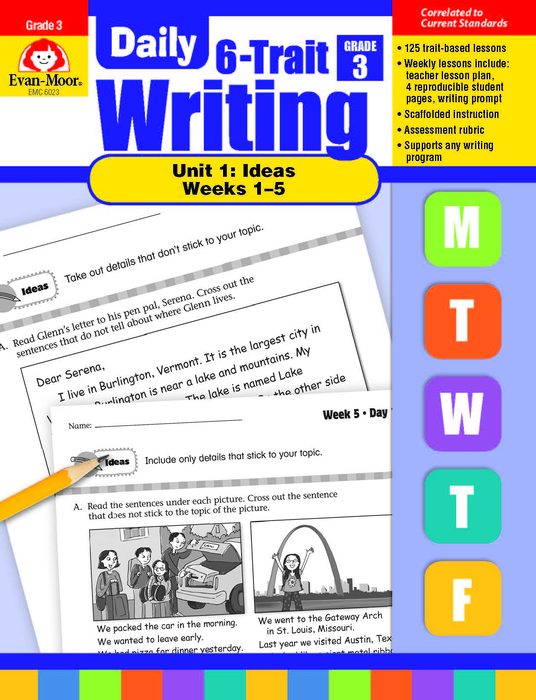 Daily 6 Trait Writing BUNDLE, Grade 3, Unit 1 IDEAS, Weeks 1 5