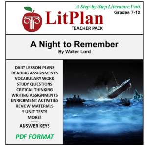 homeschool and online learning novel study guide for a night to remember