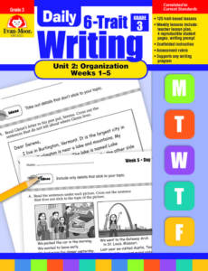 daily 6 trait writing bundle, grade 3, unit 2 organization, weeks 1 5