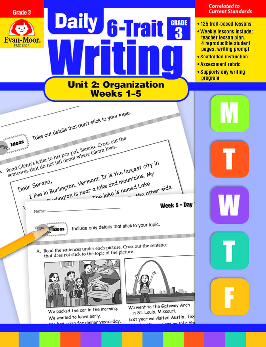 Daily 6 Trait Writing BUNDLE, Grade 3, Unit 2 ORGANIZATION, Weeks 1 5