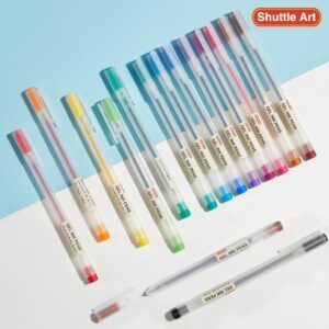 Shuttle Art Gel Ink Ball Point Pens, 15 Colors Japanese Style Pens, 0.38mm Extra-Fine Ballpoint Pens for Home, School and Office