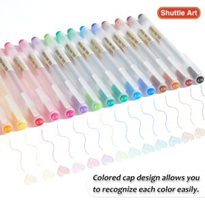 Shuttle Art Gel Ink Ball Point Pens, 15 Colors Japanese Style Pens, 0.38mm Extra-Fine Ballpoint Pens for Home, School and Office