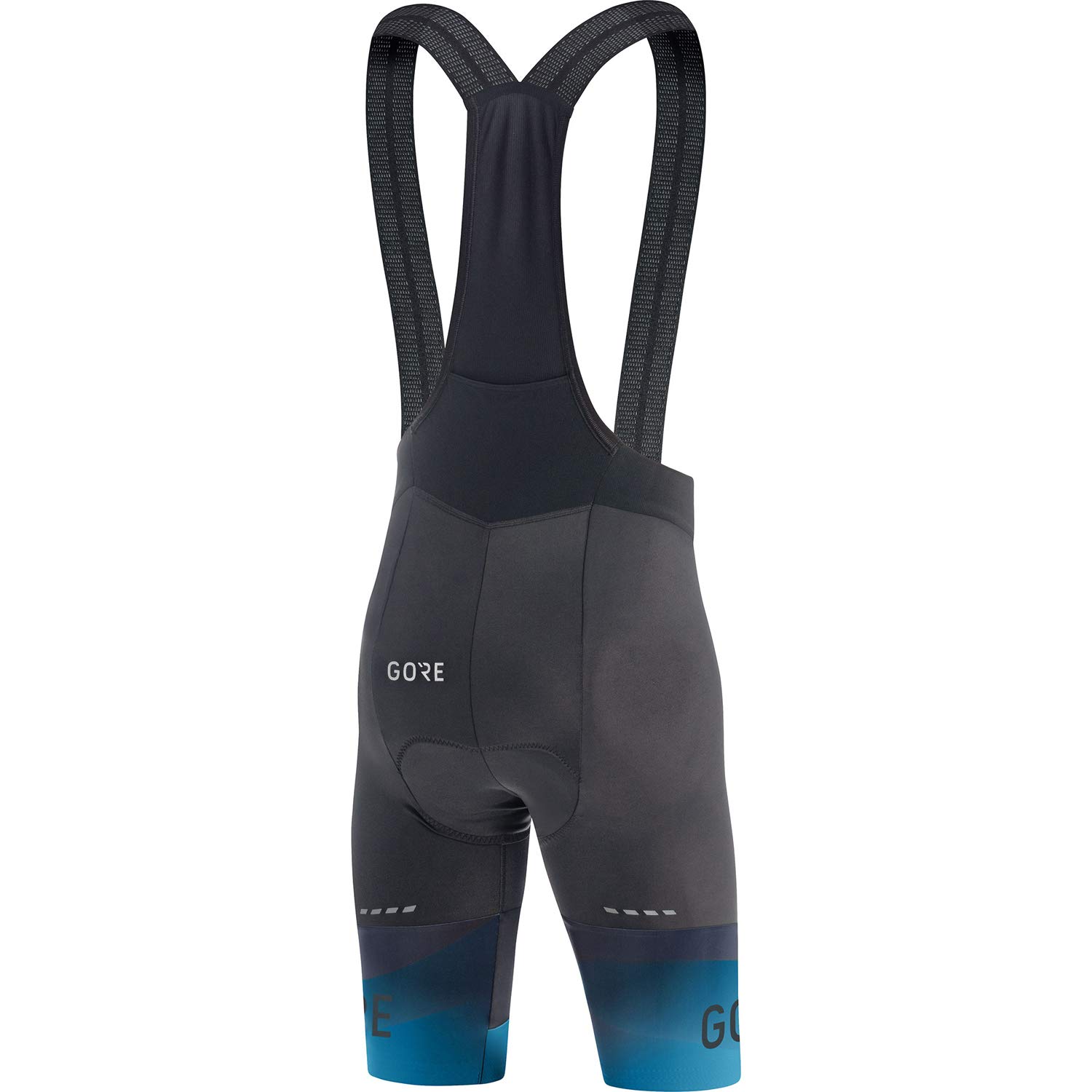 GORE WEAR Men's Force Fade Bib Shorts, Black/Sphere Blue, Medium