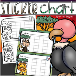 positive behavior sticker chart jungle safari theme