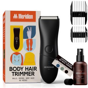 meridian - the complete package: includes men’s waterproof electric below-the-belt trimmer and the spray (50 ml) - features ceramic blades and sensitive shave tech (onyx)