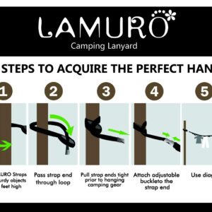 LAMURO Hanging Mesh Camping Organizer Storage Bag with Camping Storage Strap; Portable Mesh Caddy Shampoo Holder Organizer; 6 Pocket Storage Caddy Hanging Organizer and Storage Strap with 8 Hooks