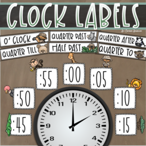 clock labels telling time jungle safari theme