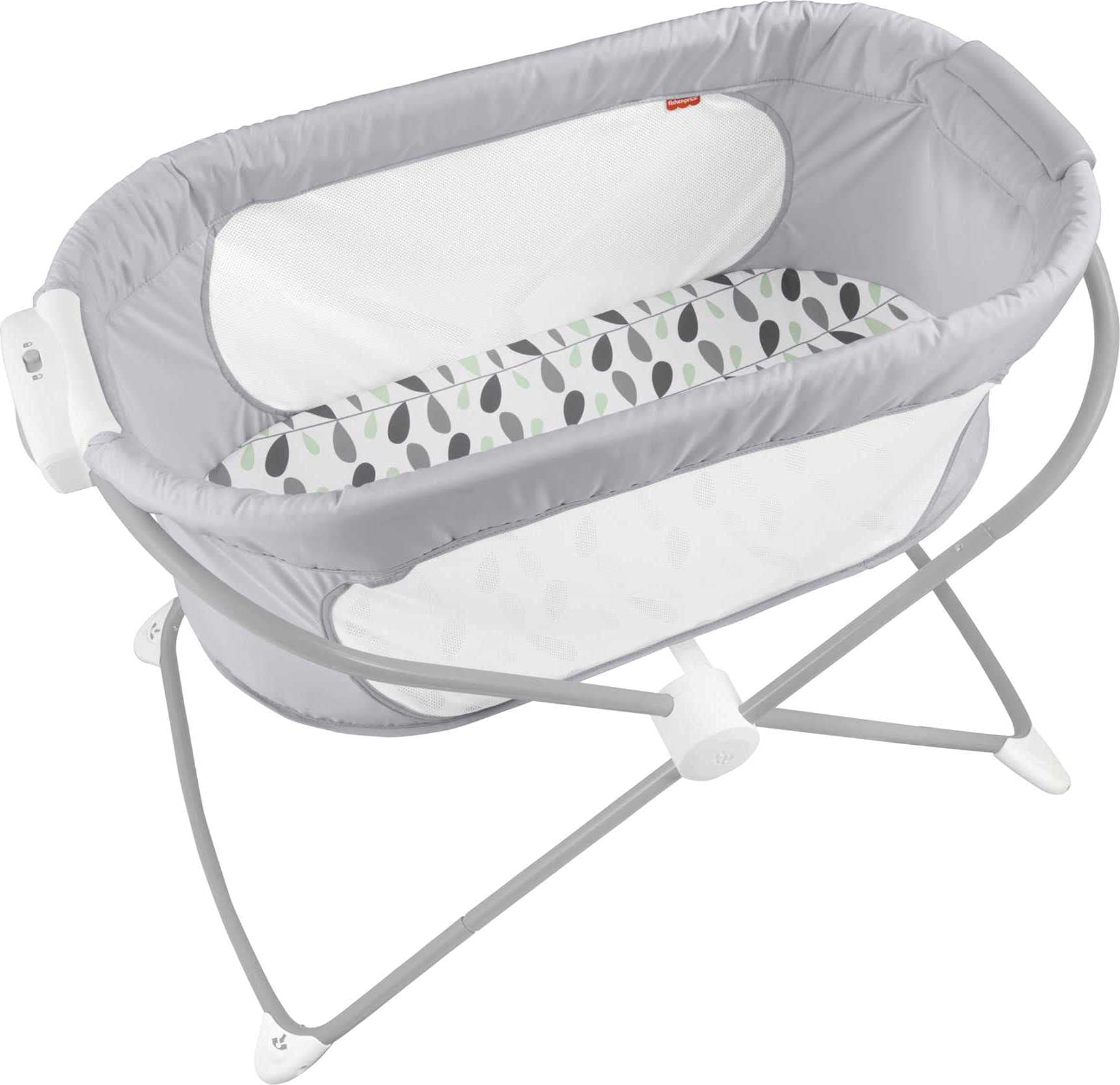 Fisher-Price Baby Crib Soothing View Bassinet Portable Cradle with Mesh Sides and Slim Fold for Travel, Climbing Leaves