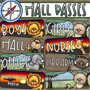 hall passes jungle safari theme editable