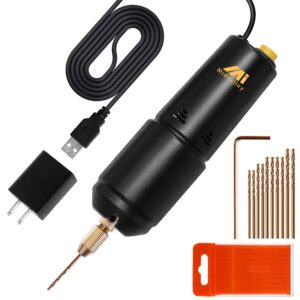 electric resin drill set, midvalley pin vise electrical mini drill kit with 10pcs twist drill bits (0.8-1.2 mm), for epoxy resin craft, diy jewelry,keychains making, plastic, wood, polymer