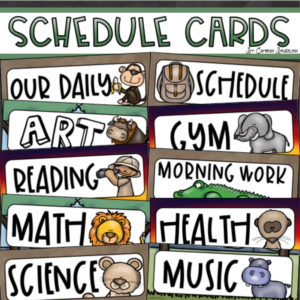 daily classroom schedule cards jungle safari theme editable